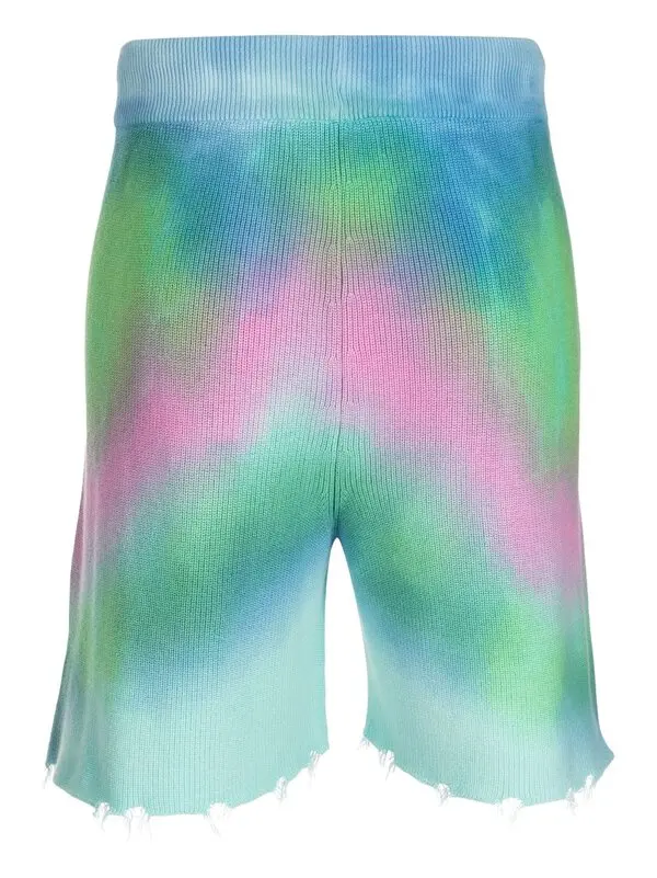 LANEUS Tie-dye Ribbed-knit Shorts