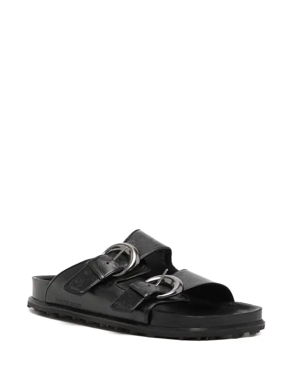 MARINE SERRE Logo-debossed Buckle-strap Leather Sandals