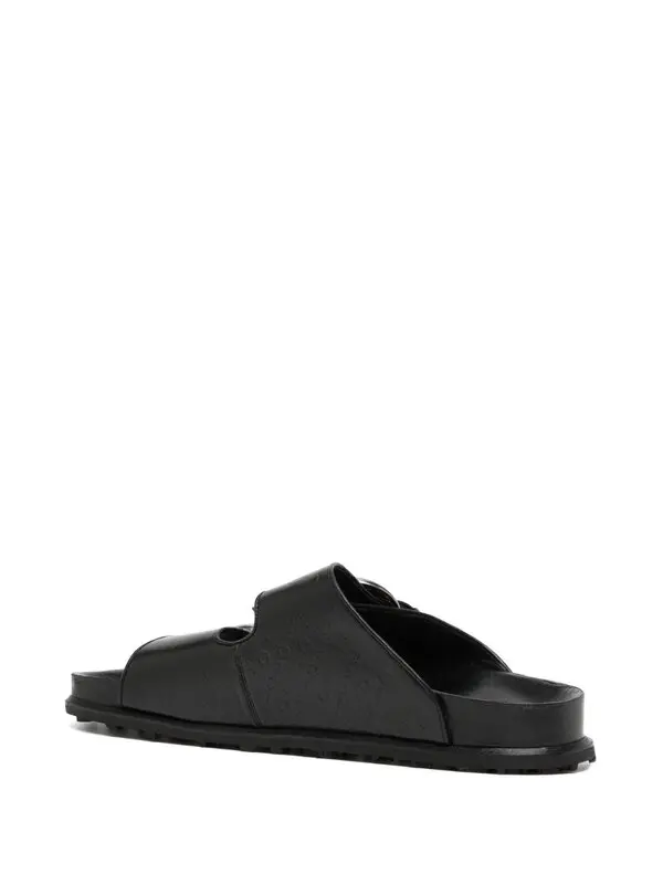 MARINE SERRE Logo-debossed Buckle-strap Leather Sandals