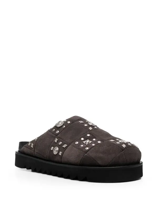 TOGA VIRILIS Stud-embellished Suede Slippers - Grey
