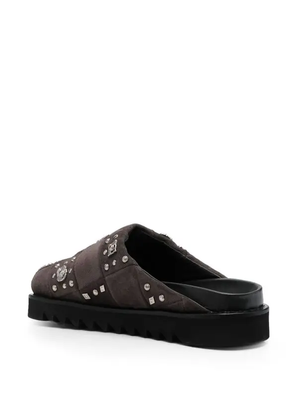 TOGA VIRILIS Stud-embellished Suede Slippers - Grey