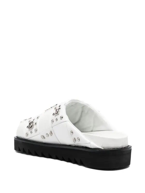 TOGA VIRILIS Stud-embellished Leather Slippers - White