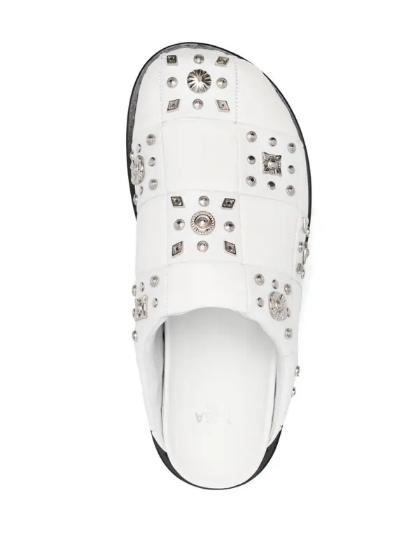 TOGA VIRILIS Stud-embellished Leather Slippers - White