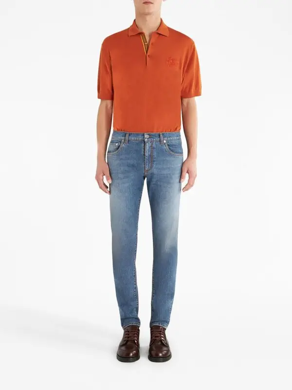 Etro Logo-embroidered Straight-leg Jeans