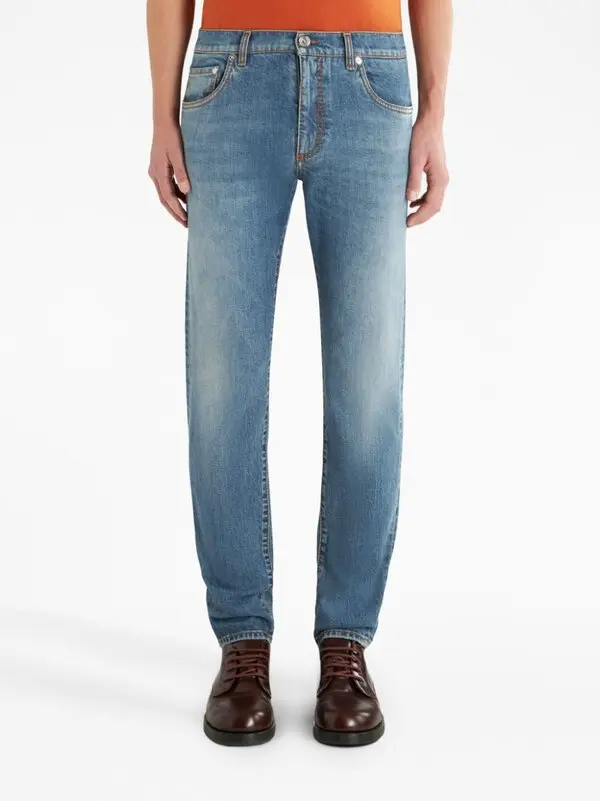 Etro Logo-embroidered Straight-leg Jeans