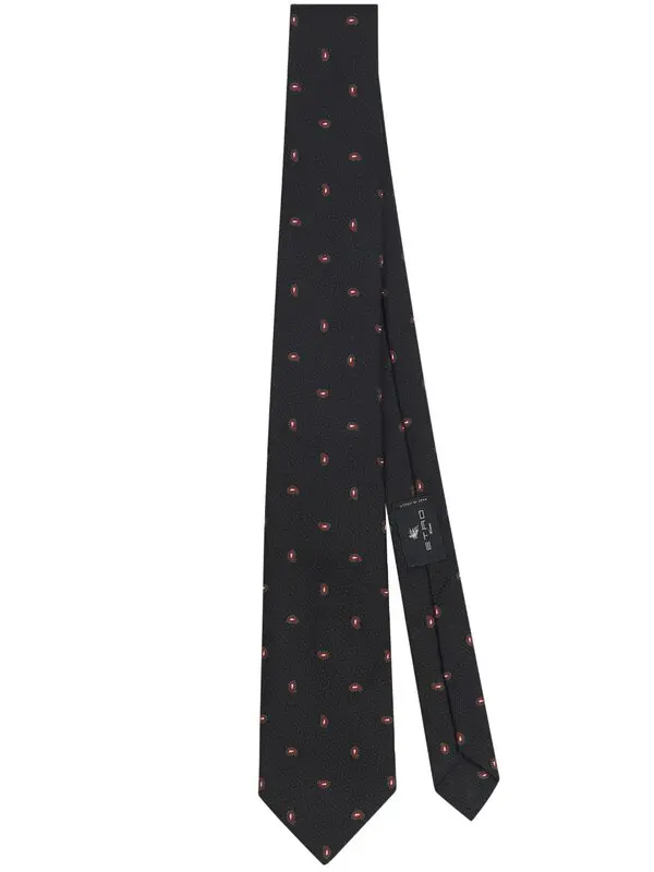 Etro Paisley Jacquard Silk Neck Tie - Black