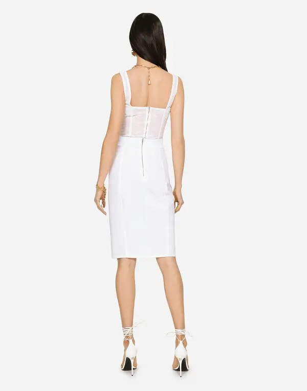 Dolce & Gabbana Marquisette And Satin Skirt With Corset Details - White