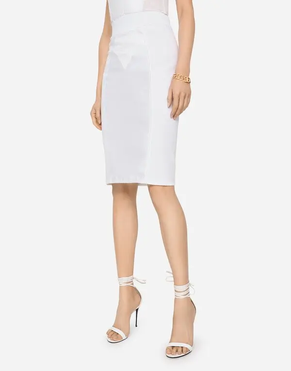 Dolce & Gabbana Marquisette And Satin Skirt With Corset Details - White