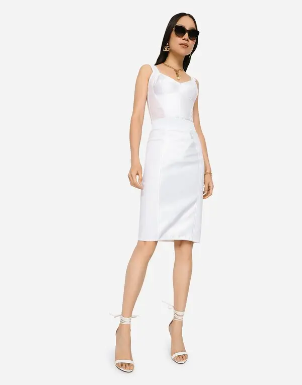 Dolce & Gabbana Marquisette And Satin Skirt With Corset Details - White