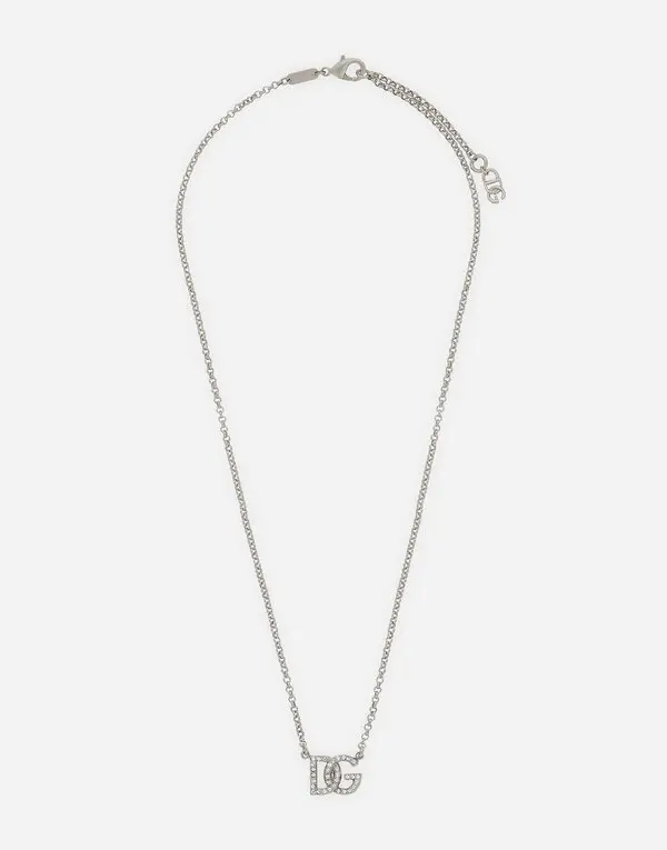 Dolce & Gabbana Fine Link Necklace With Dg Logo - Silver
