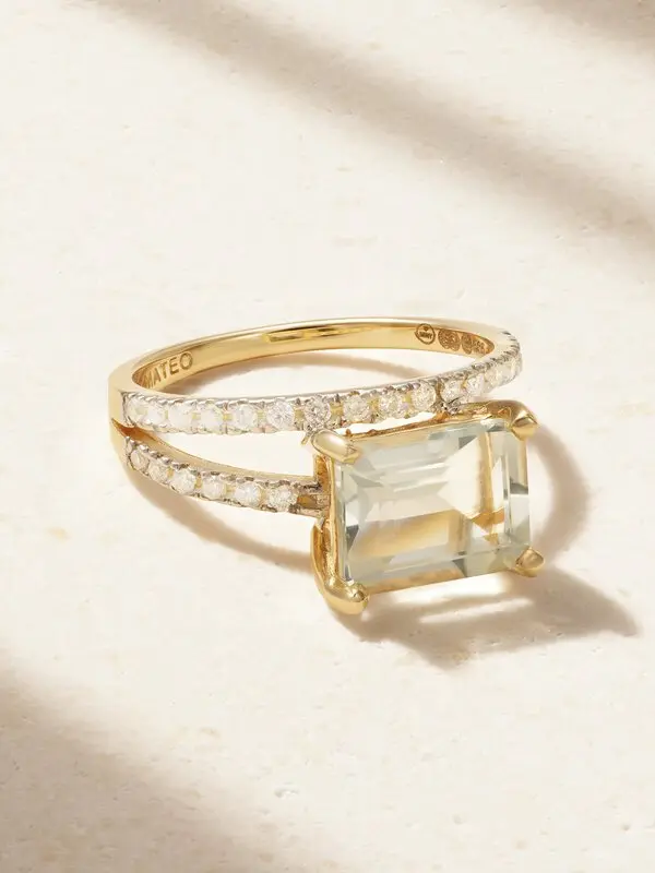 Mateo Point Of Focus 14-karat Amethyst And Diamond Ring - Gold