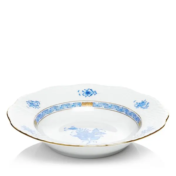 HEREND Chinese Bouquet 8 Rim Soup Bowl - Blue