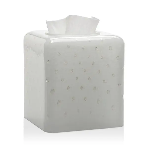 LABRAZEL Contessa White Tissue Box Cover - White/ Gold