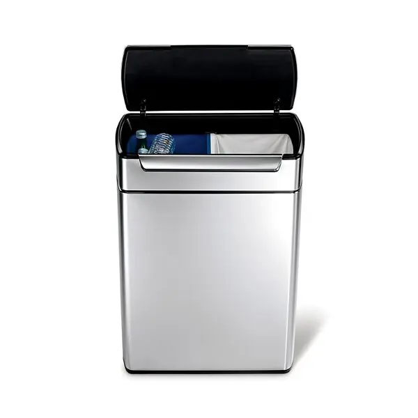 SIMPLEHUMAN 48 Liter Touch Bar Recycling Kitchen Trash Can