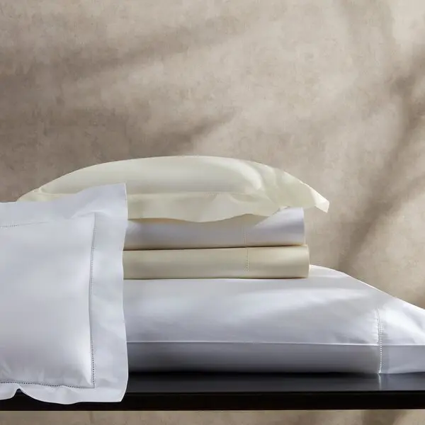 MATOUK Sierra Hemstitch Flat Sheet, Full/queen - Ivory