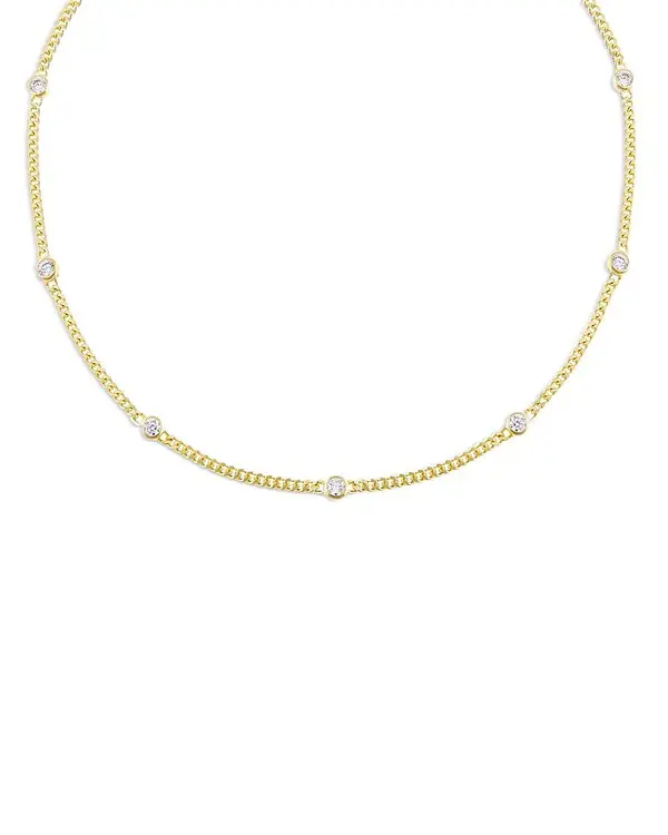 BY ADINA EDEN Adinas Jewels Cubic Zirconia Chain Choker Necklace - Gold