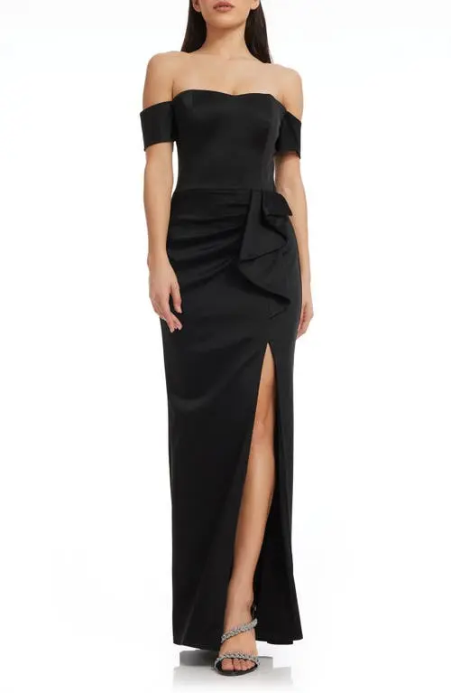 Dress The Population Gabrielle Off-the-shoulder Gown - Black