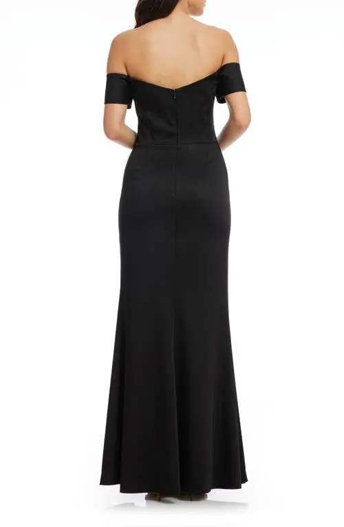 Dress The Population Gabrielle Off-the-shoulder Gown - Black