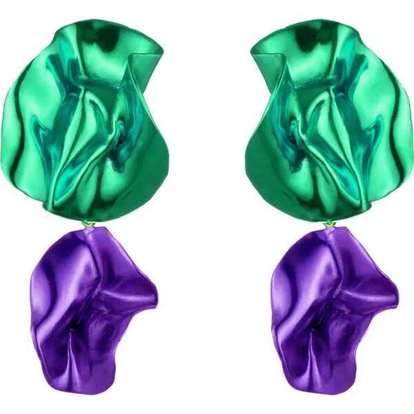 STERLING KING Flashback Fold Drop Earrings - Emerald - Violet