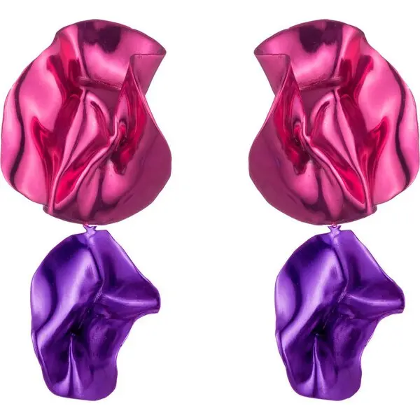 STERLING KING Flashback Fold Drop Earrings - Fuchsia - Violet