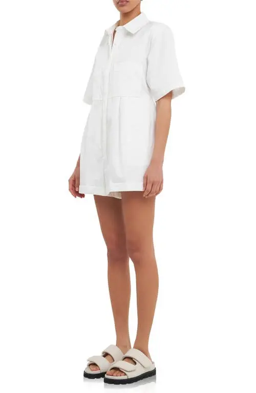 GREY LAB Shoulder Pad Shirt Romper