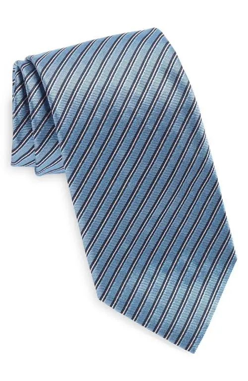 Zegna Brera Ivy Stripe Silk Tie - Blue