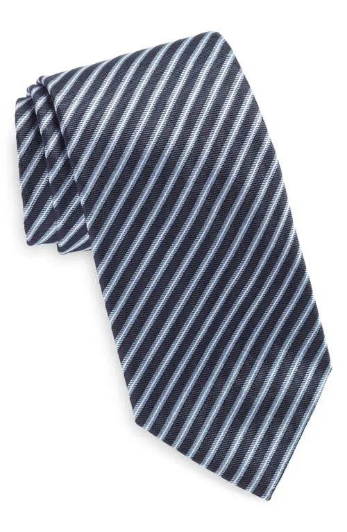 Zegna Brera Ivy Stripe Silk Tie - Navy
