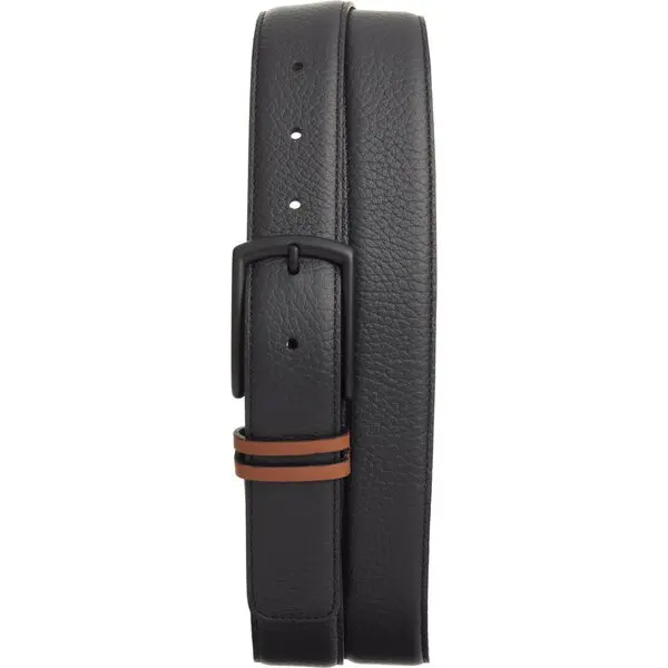 Zegna Reversible Casual Signifier Deerskin Belt - Black