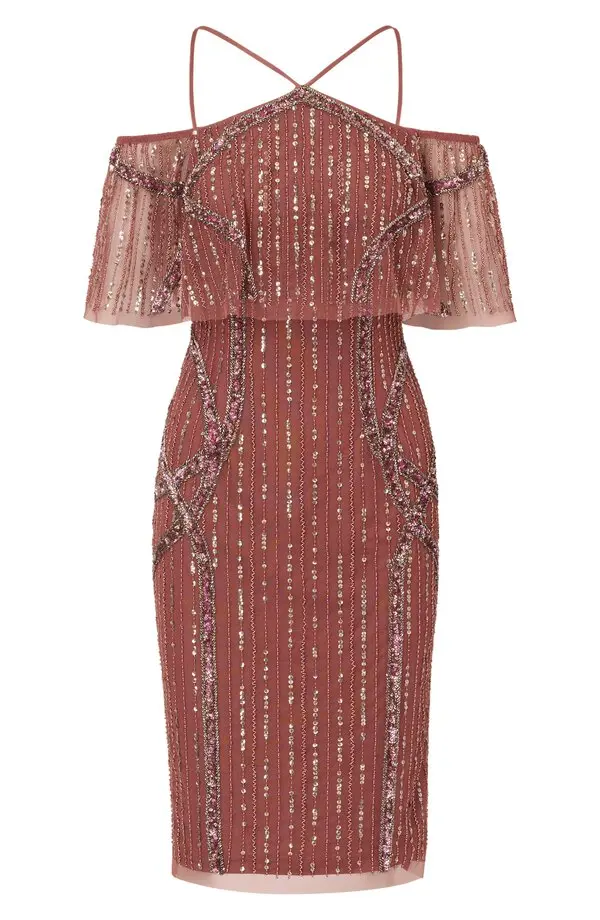 Adrianna Papell Sequin Beaded Mesh Cocktail Dress In Plum - 58% Off |  Editorialist