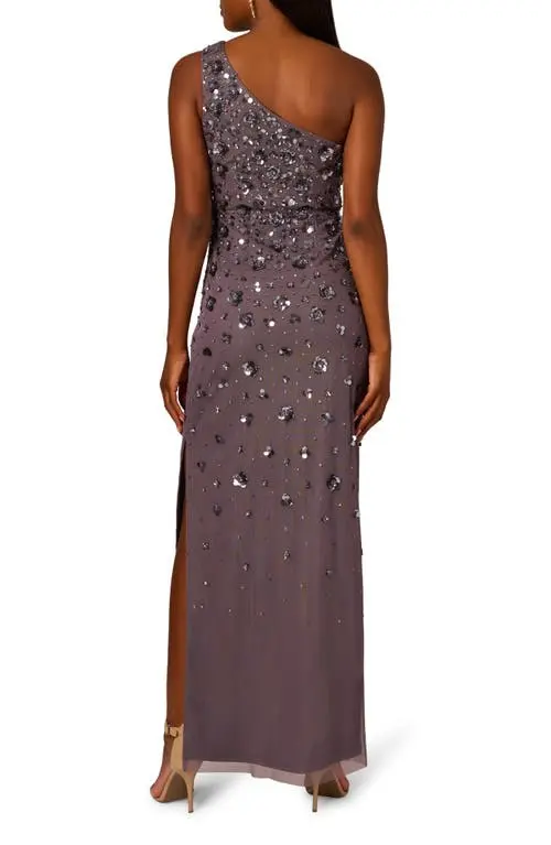 Adrianna Papell 3d Beaded & Sequin One-Shoulder Gown - Moonscape |  Editorialist