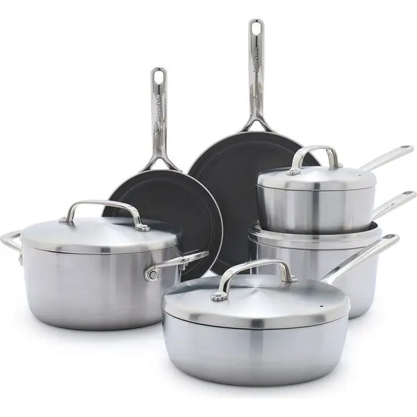 GREENPAN Gp5 10-piece Nonstick Cookware Set - Stainless Steel
