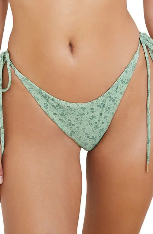 House Of Cb Lira Tie Side Bikini Bottoms - Green Floral