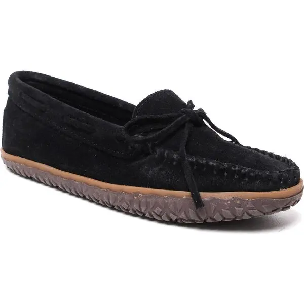 Minnetonka Tie Tread Slipper - Black
