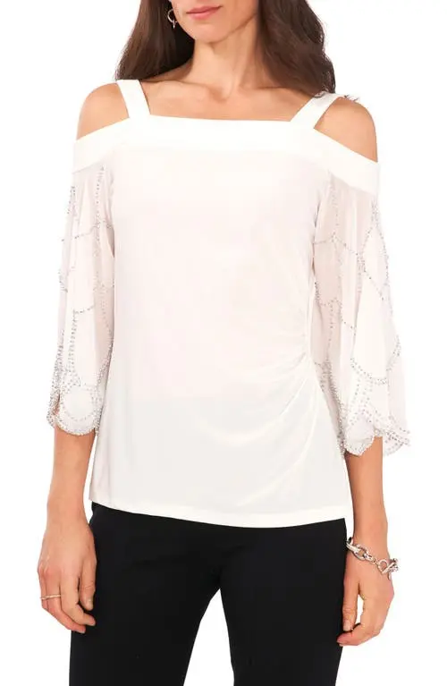 Chaus Rhinestone Cold Shoulder Blouse