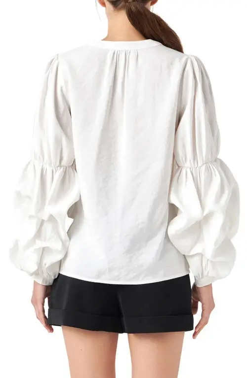 English Factory Gathered Sleeve Blouse