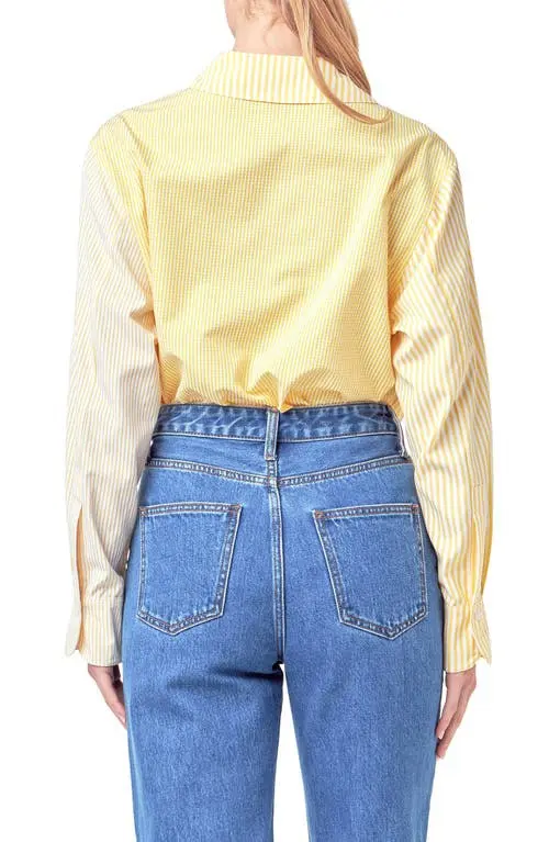 English Factory Stripe Colorblock Button-up Shirt
