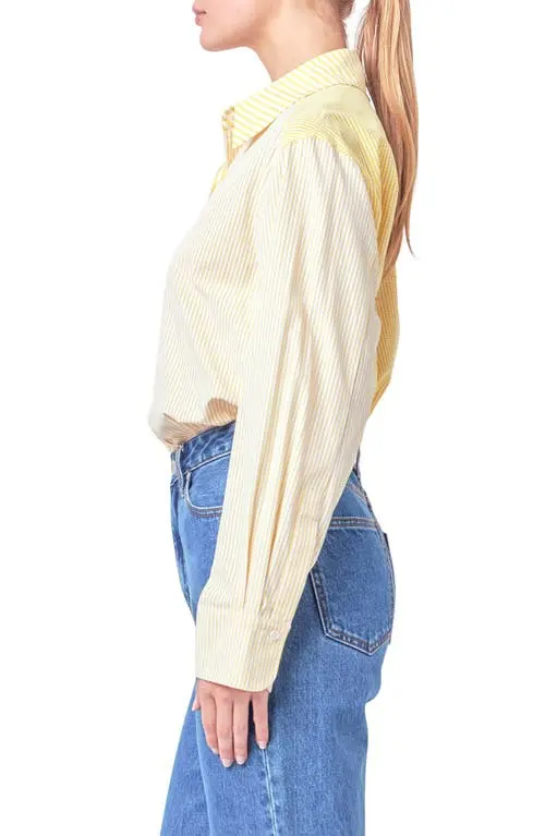 English Factory Stripe Colorblock Button-up Shirt
