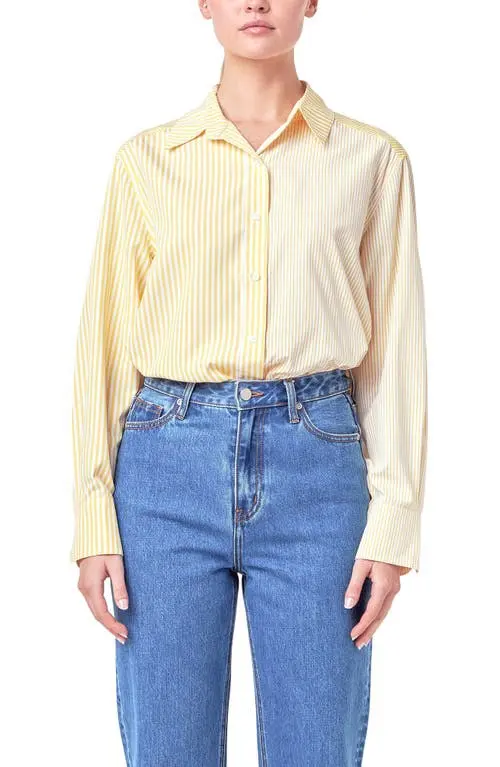 English Factory Stripe Colorblock Button-up Shirt