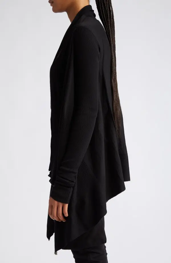 Rick Owens Open Front Waterfall Wool Cardigan