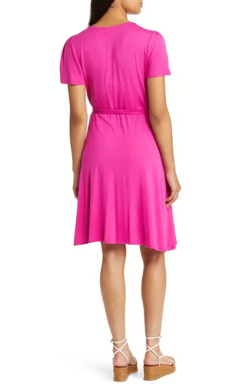 Loveappella Faux-wrap Dress - Magenta