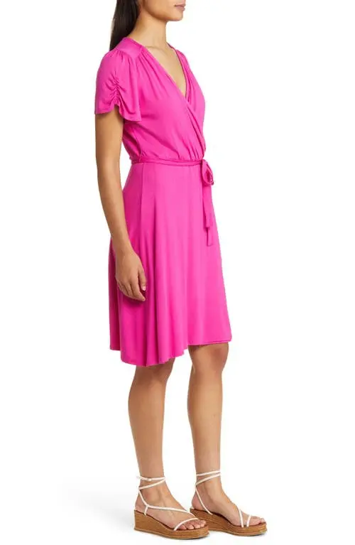 Loveappella Faux-wrap Dress - Magenta