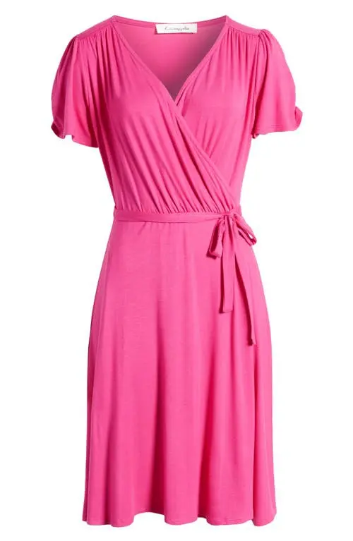 Loveappella Faux-wrap Dress - Magenta