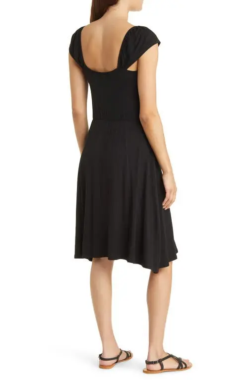 Loveappella Tie-front A-line Dress - Black
