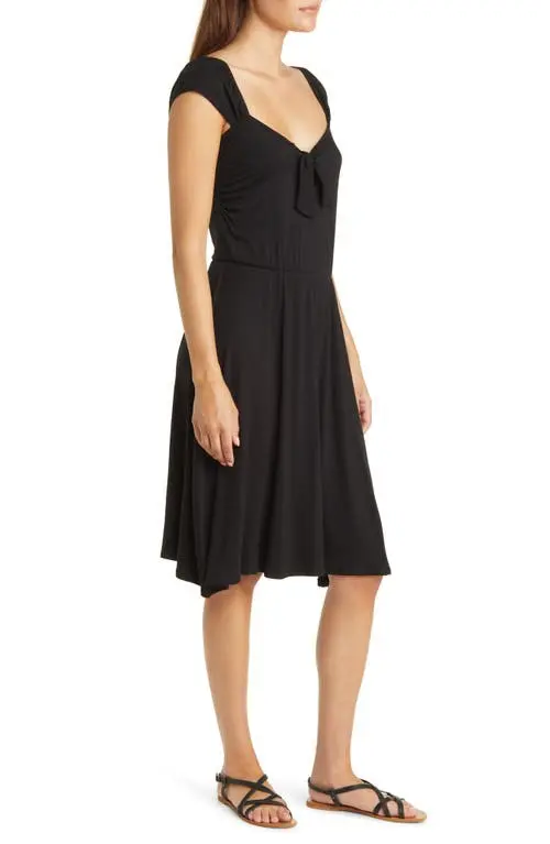 Loveappella Tie-front A-line Dress - Black