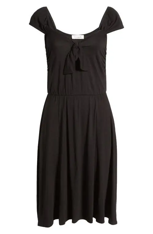 Loveappella Tie-front A-line Dress - Black