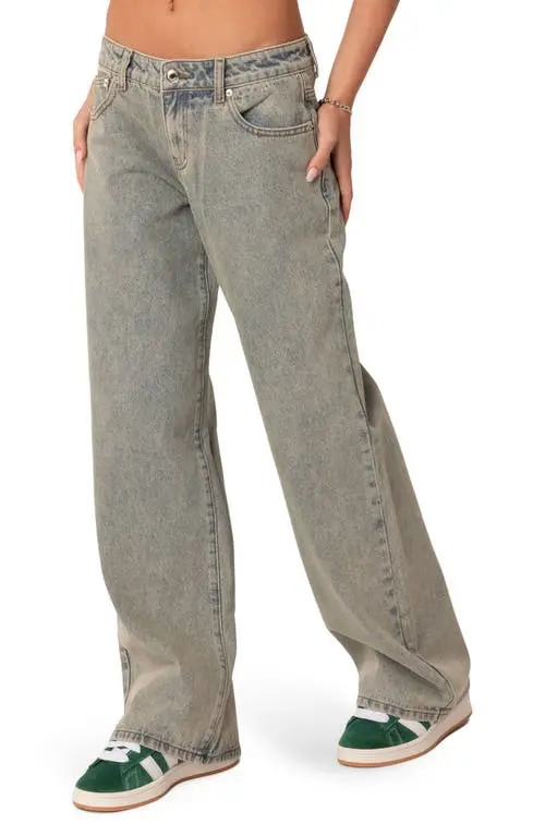 EDIKTED Magda Acid Wash Low Rise Jeans