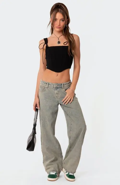 EDIKTED Magda Acid Wash Low Rise Jeans