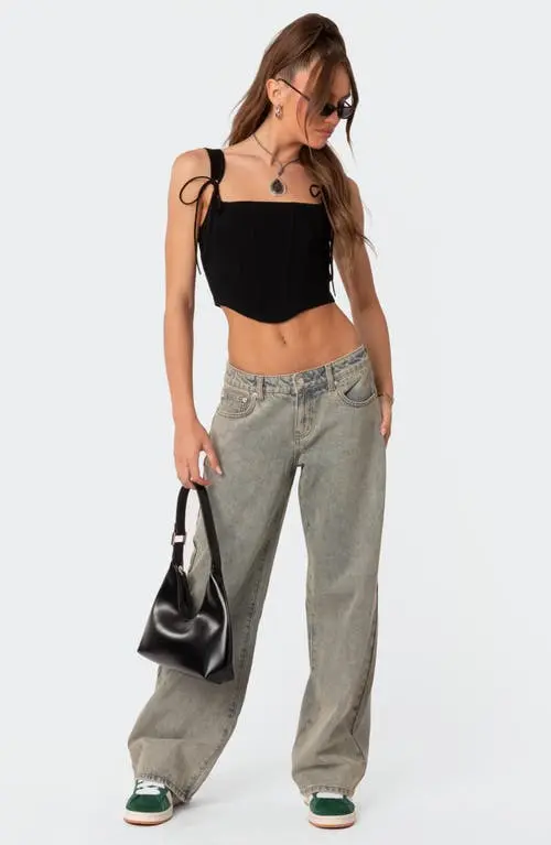 EDIKTED Magda Acid Wash Low Rise Jeans