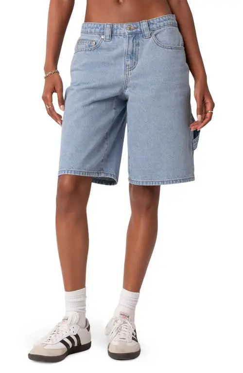 EDIKTED Low Rise Carpenter Bermuda Denim Shorts