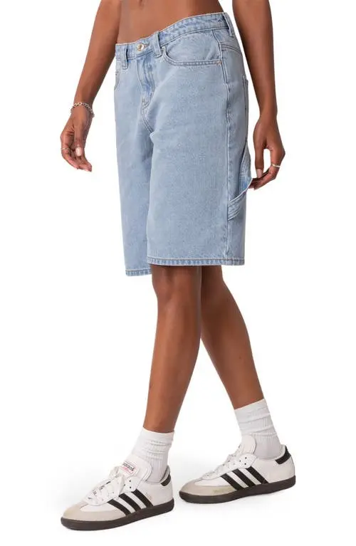 EDIKTED Low Rise Carpenter Bermuda Denim Shorts